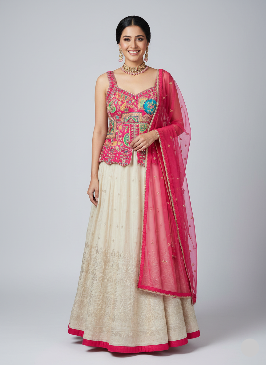 Rani Patchwork Peplum Lehenga (2844 M-72) – ODHNI